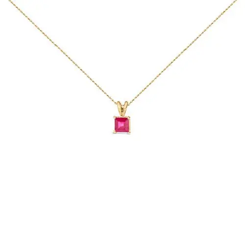 HAUS OF BRILLIANCE 14k Gold Gemstone Solitaire Pendant Necklace - Red Ruby | Yellow